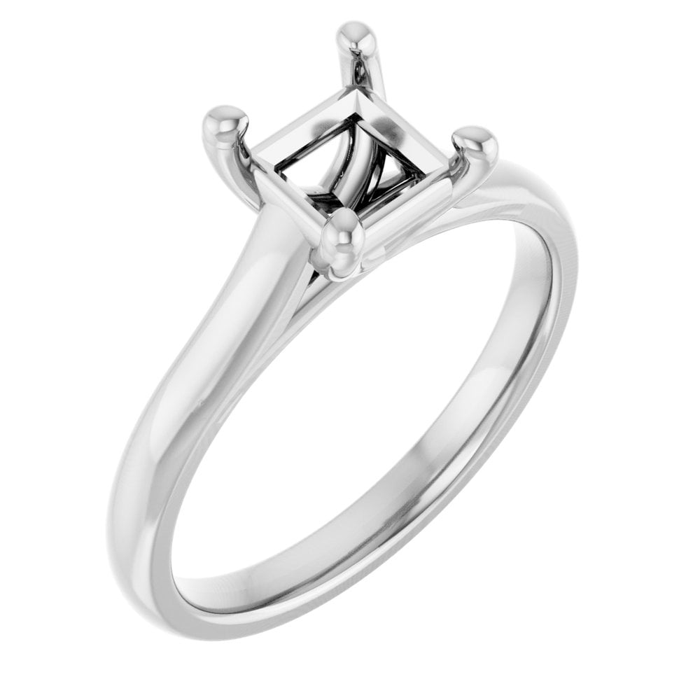 14k White Gold 5.5mm Square Shape Solitaire Bridal Wedding Engagement ...