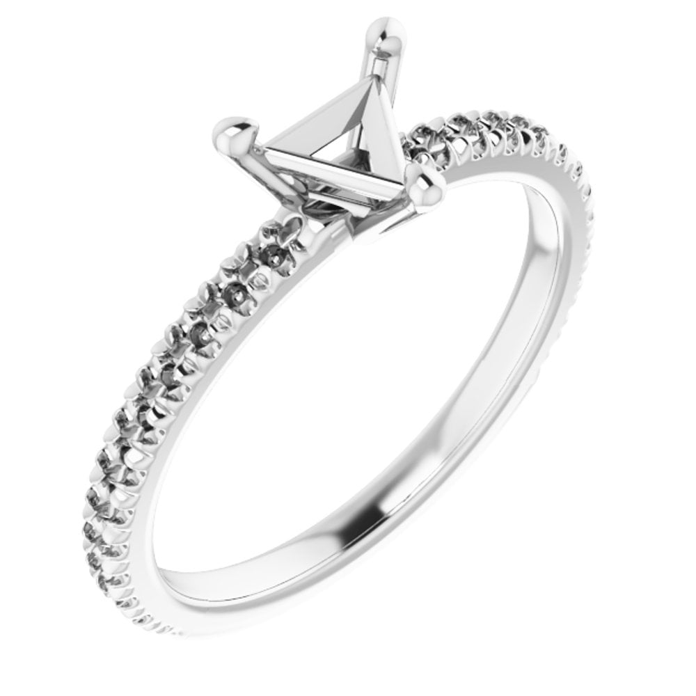 14k White Gold 5.5mm Trillion Triangle Shape French-Set Bridal Wedding ...