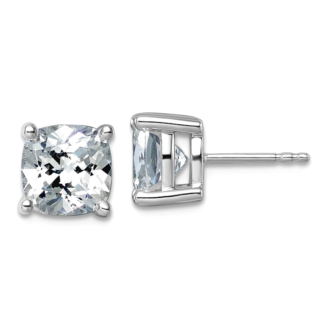 14k White Gold 5 Ctw Lab Grown Diamond VS+ F+ Cushion 4 Prong Heavy ...