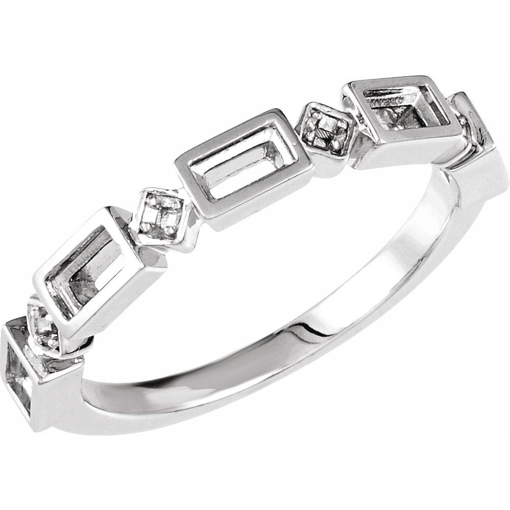 14k White Gold 5 Five-Stone Family Stackable Fashion Ring Fine Jewelry ...