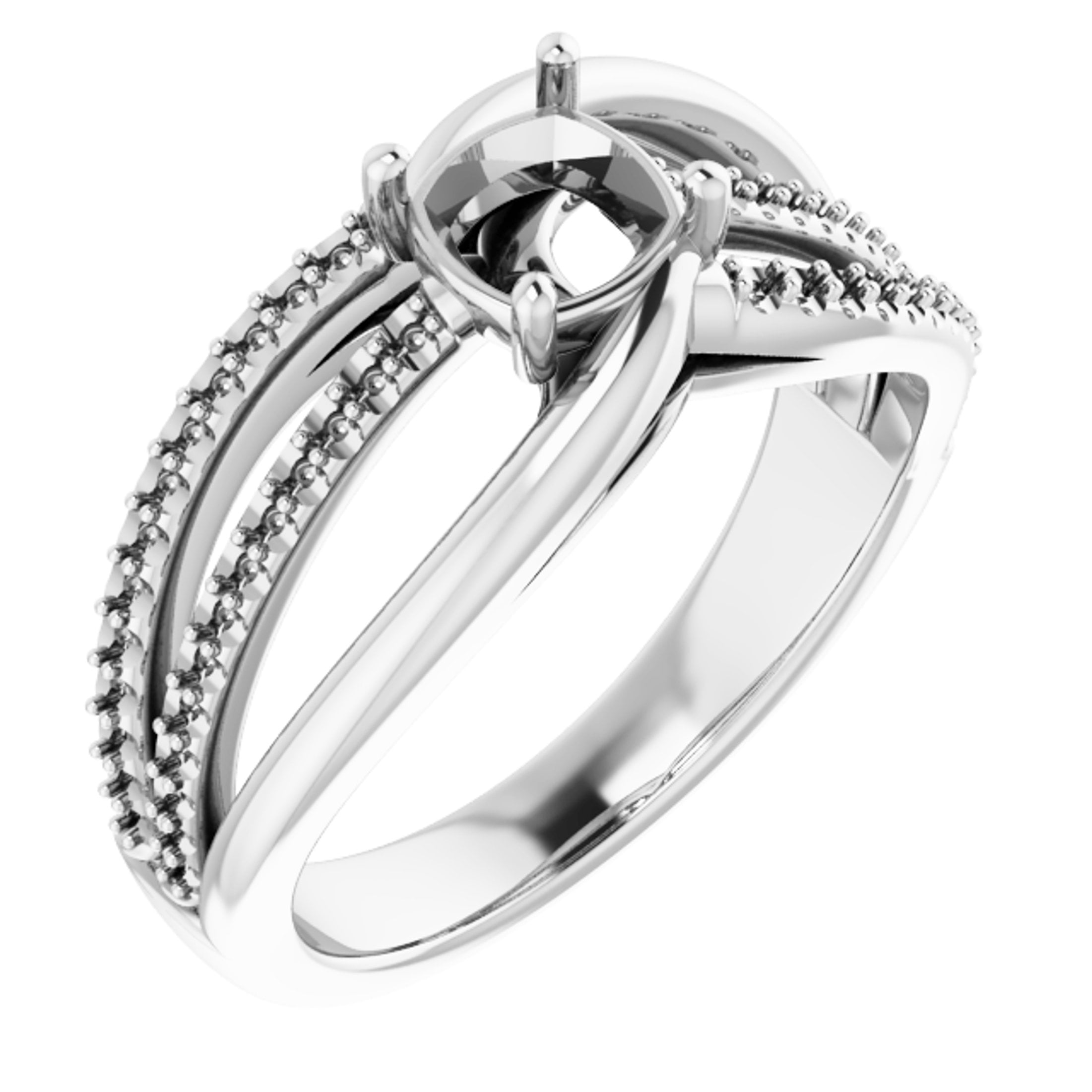 14k White Gold 5mm Cushion Cut Diamond Semi-Mount Bridal Wedding ...