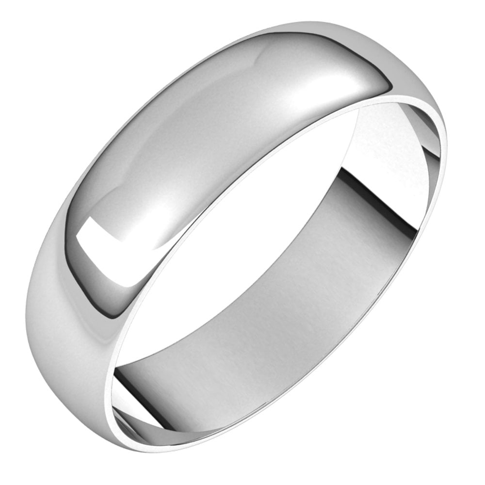 14k White Gold 5mm Half Round Shape Ultra-Light Classic Bridal Wedding ...