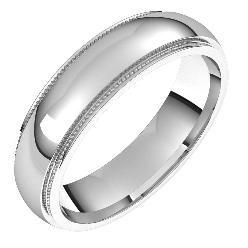 14k White Gold 5mm Milgrain Half Round Shape Edge Classic Bridal ...