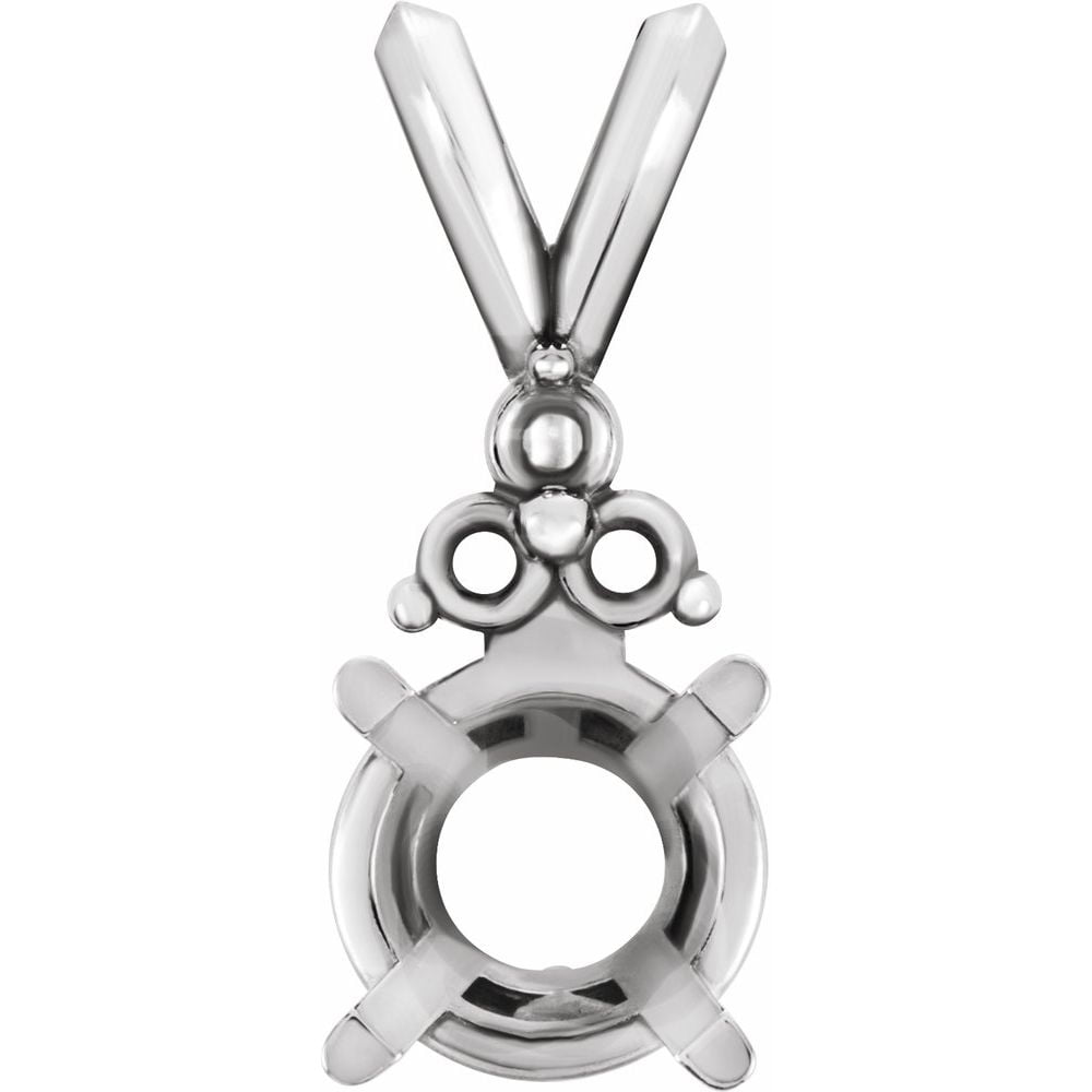 14k White Gold 5mm Round Shape Diamond Semi-Mount Wire Basket Pendant ...