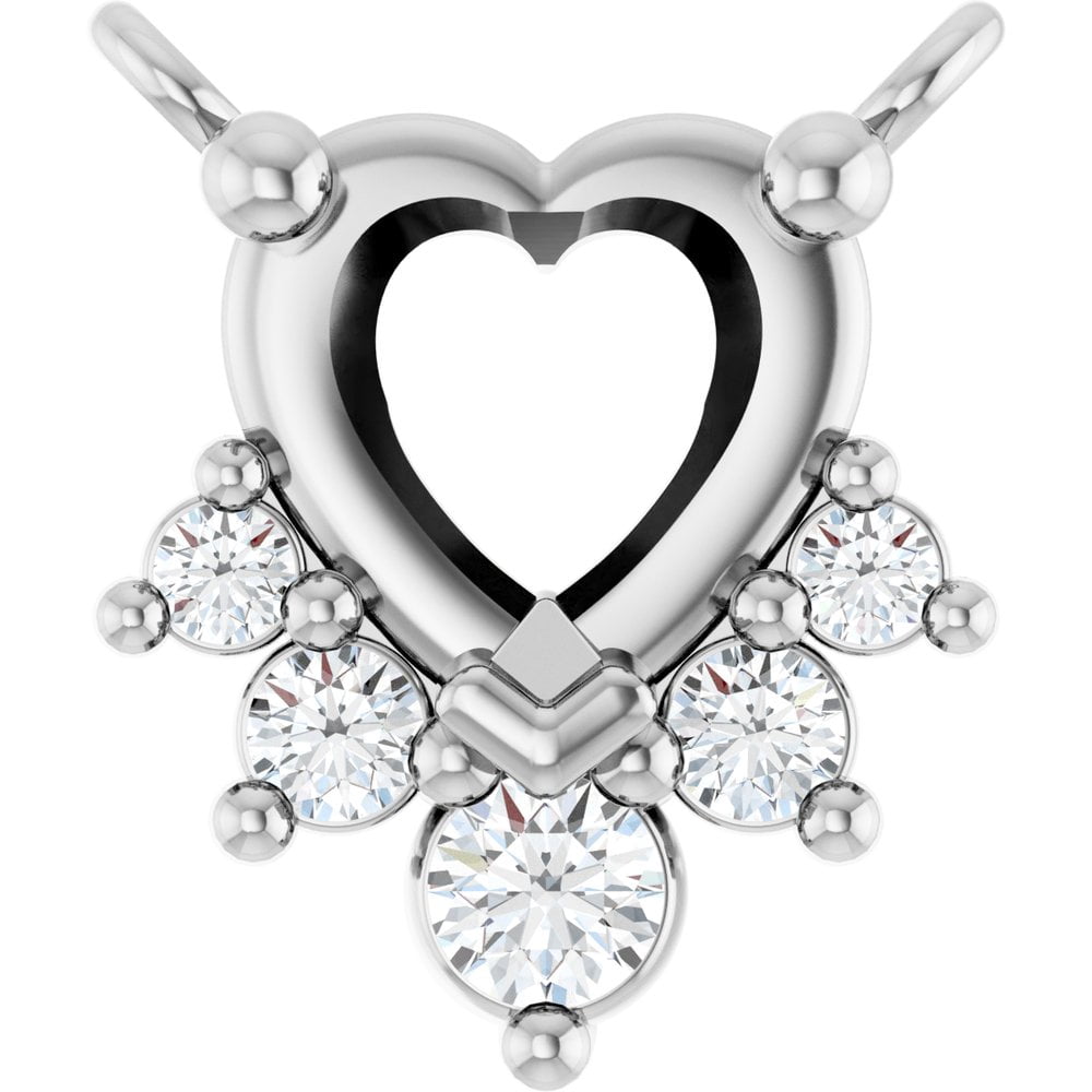14k White Gold 5x5mm Heart Shape Diamond Semi-Set Halo-Style Necklace ...