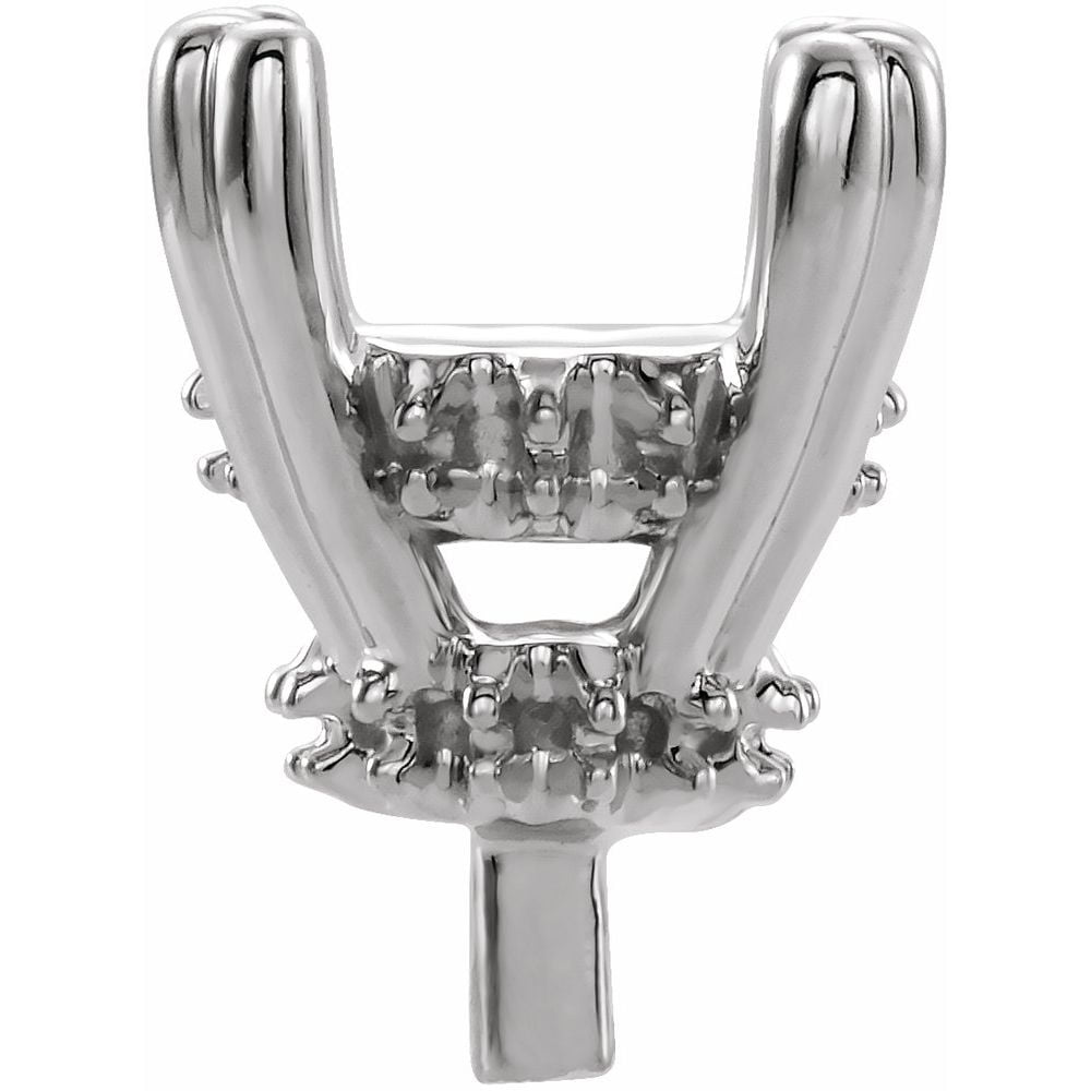 14k White Gold 6.5mm Round Shape Accented 4-Prong Peg Setting Finding ...