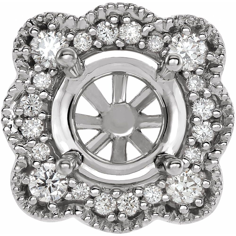 14k White Gold 6.5mm Round Shape Diamond Semi-Set Peg Setting Finding ...