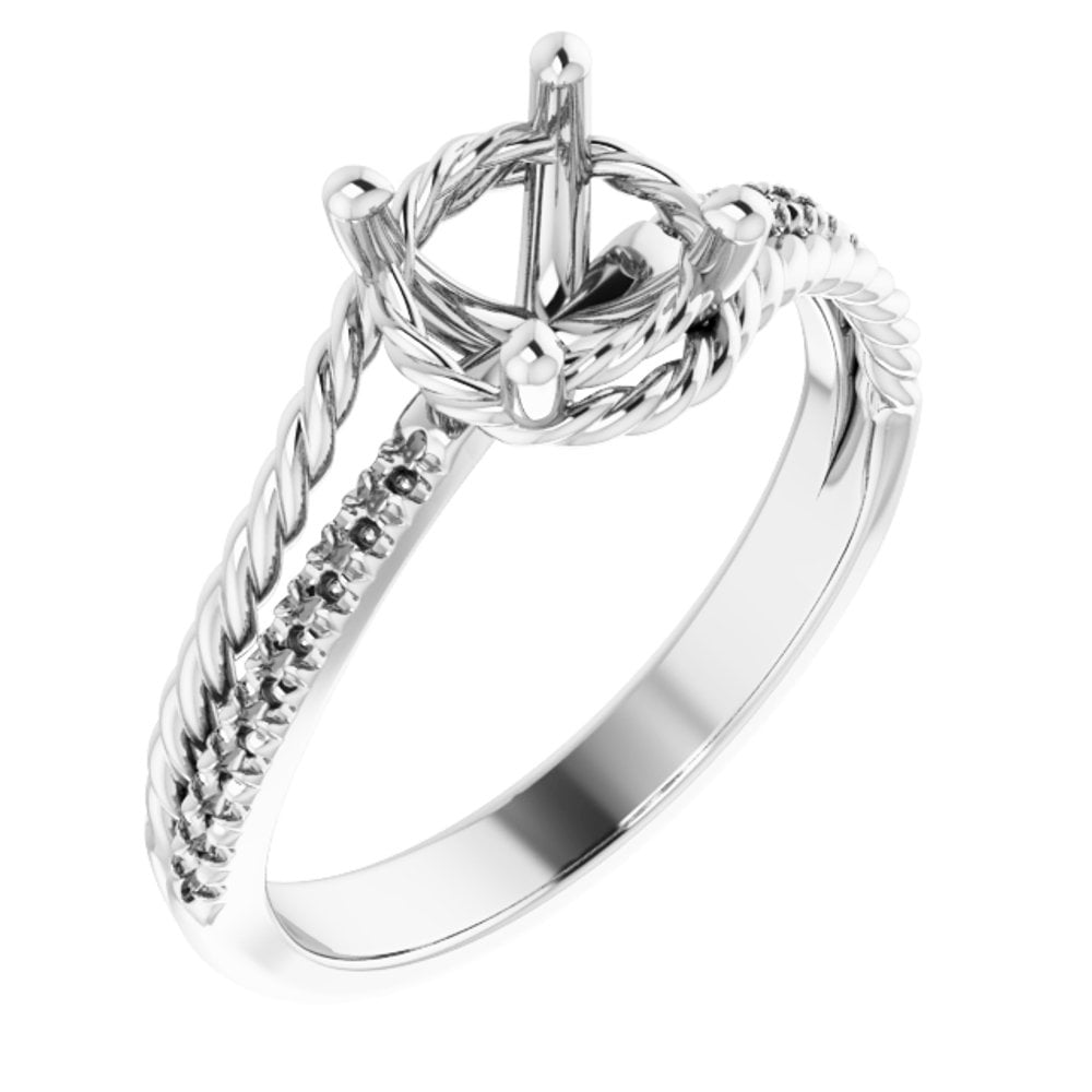 14k White Gold 6.5mm Round Shape French-Set Freeform Bypass Bridal ...