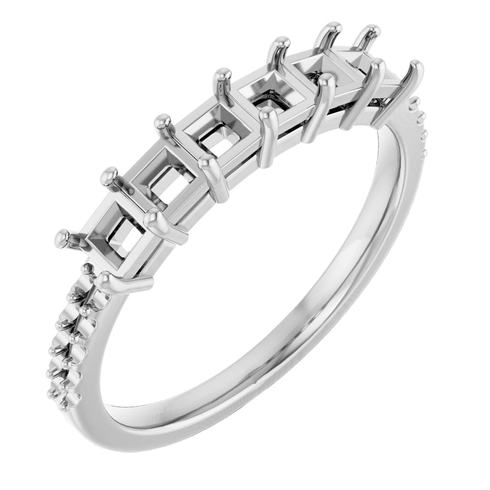 14k White Gold 6-Stone Family Freeform Bypass Fashion Ring Fine Jewelry ...