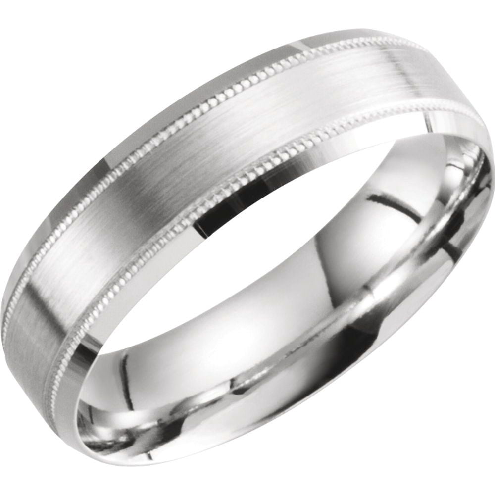 14k White Gold 6mm Beveled-Edge Bridal Wedding Engagement Anniversary ...