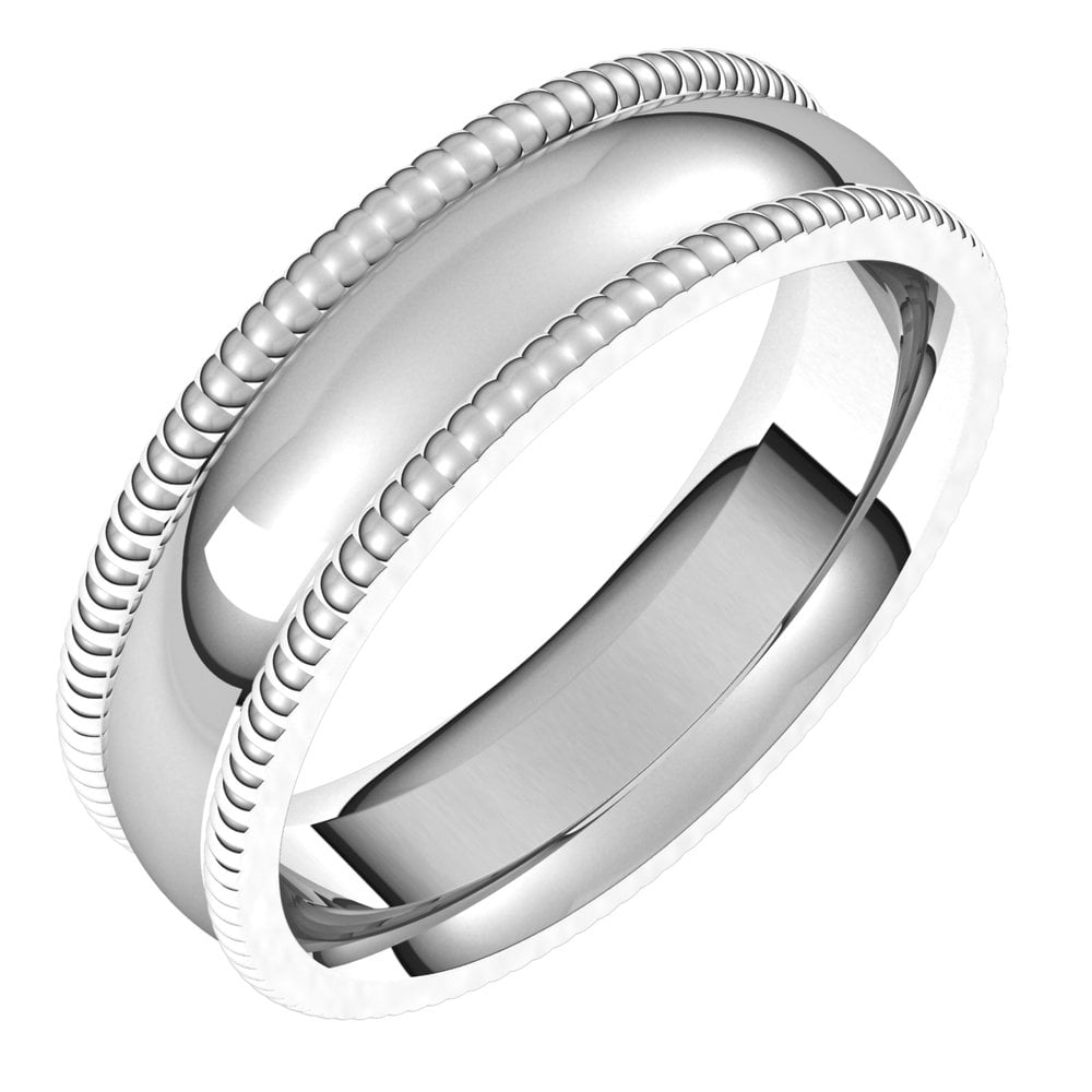 14k White Gold 6mm Extra Large Milgrain Comfort Fit Classic Bridal ...
