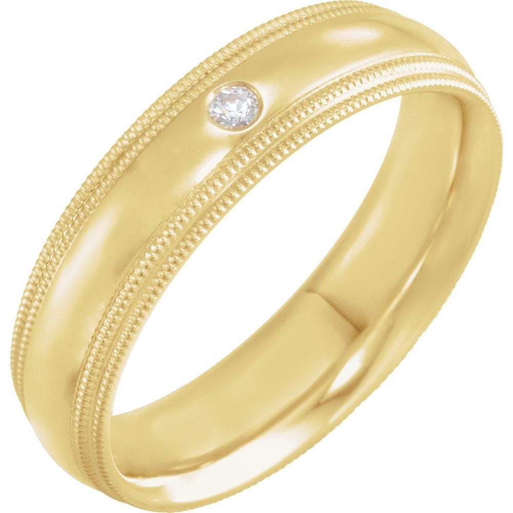 14k White Gold 6mm Half Round Shape Comfort-Fit Milgrain Bridal Wedding ...