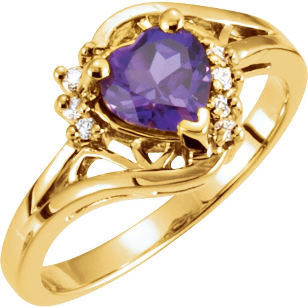 14k White Gold 6mm Heart Shape Accented Fashion Ring Fine Jewelry For Women Gifts For Her ...