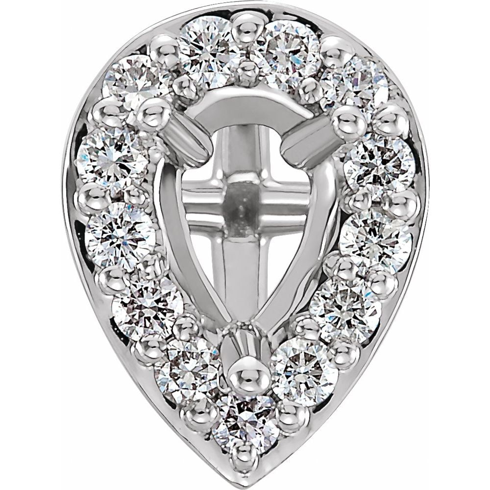 14k White Gold 6x4mm Pear Shape Diamond Semi-Set Halo-Style Peg Setting ...