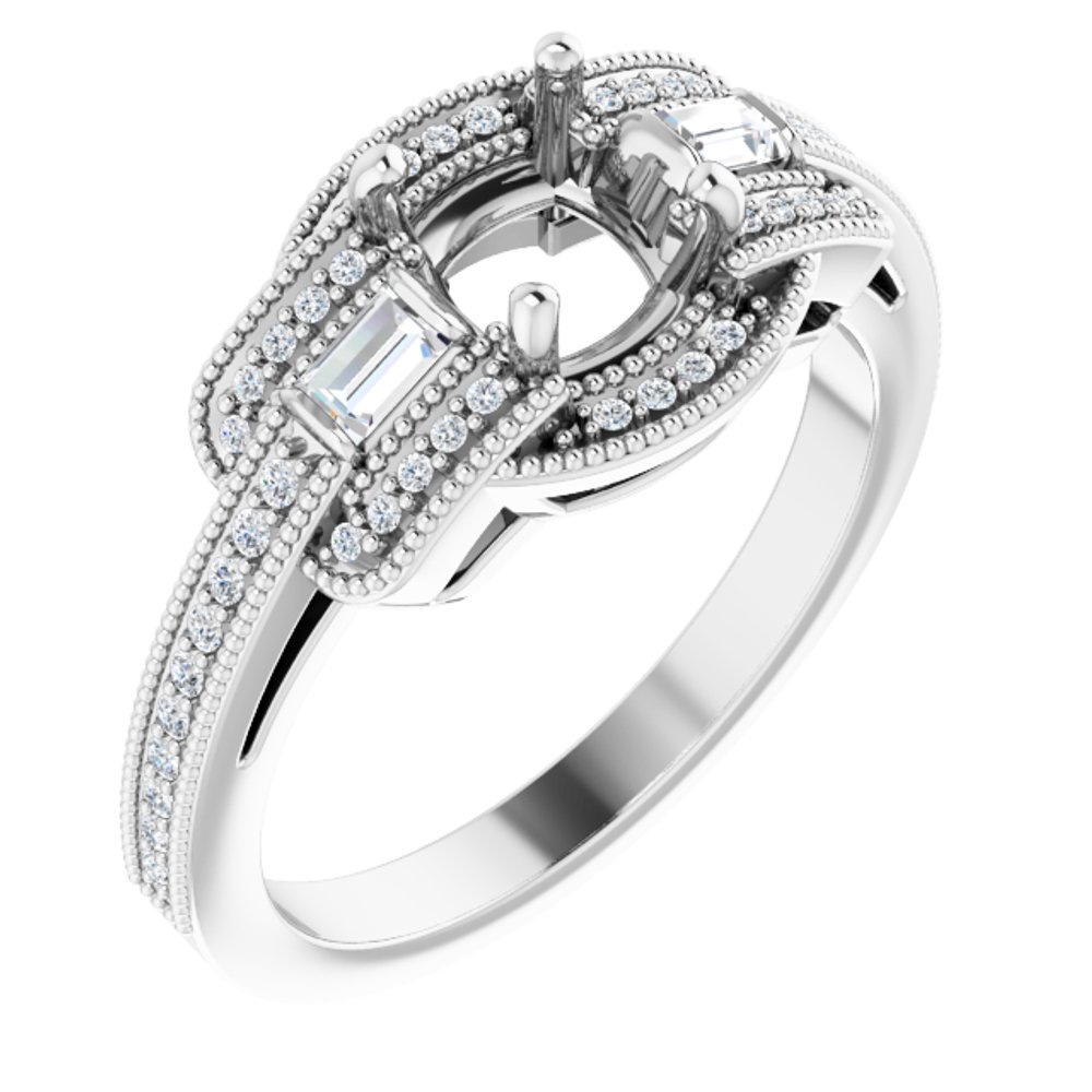 14k White Gold 6x6mm Cushion Cut Diamond Semi-Mount Bridal Wedding ...
