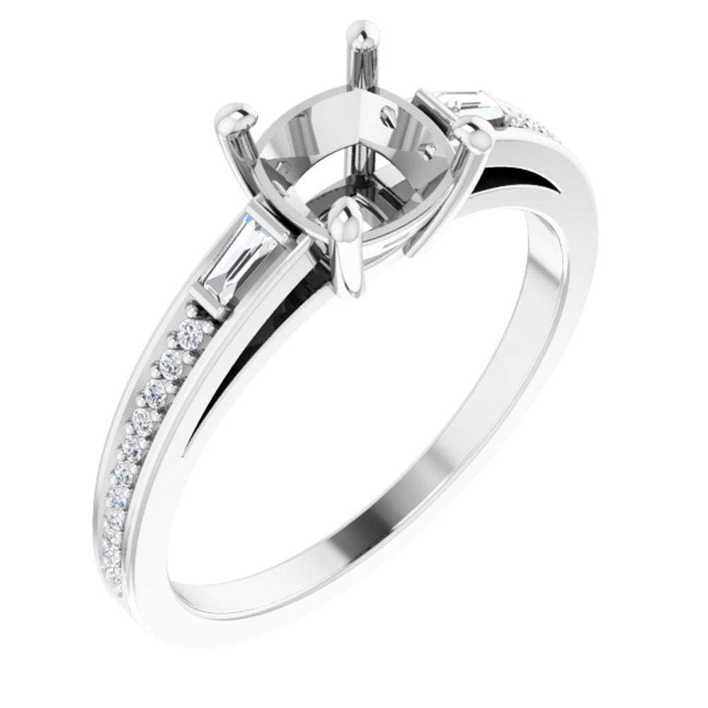 14k White Gold 6x6mm Cushion Cut Diamond Semi-Mount Bridal Wedding ...