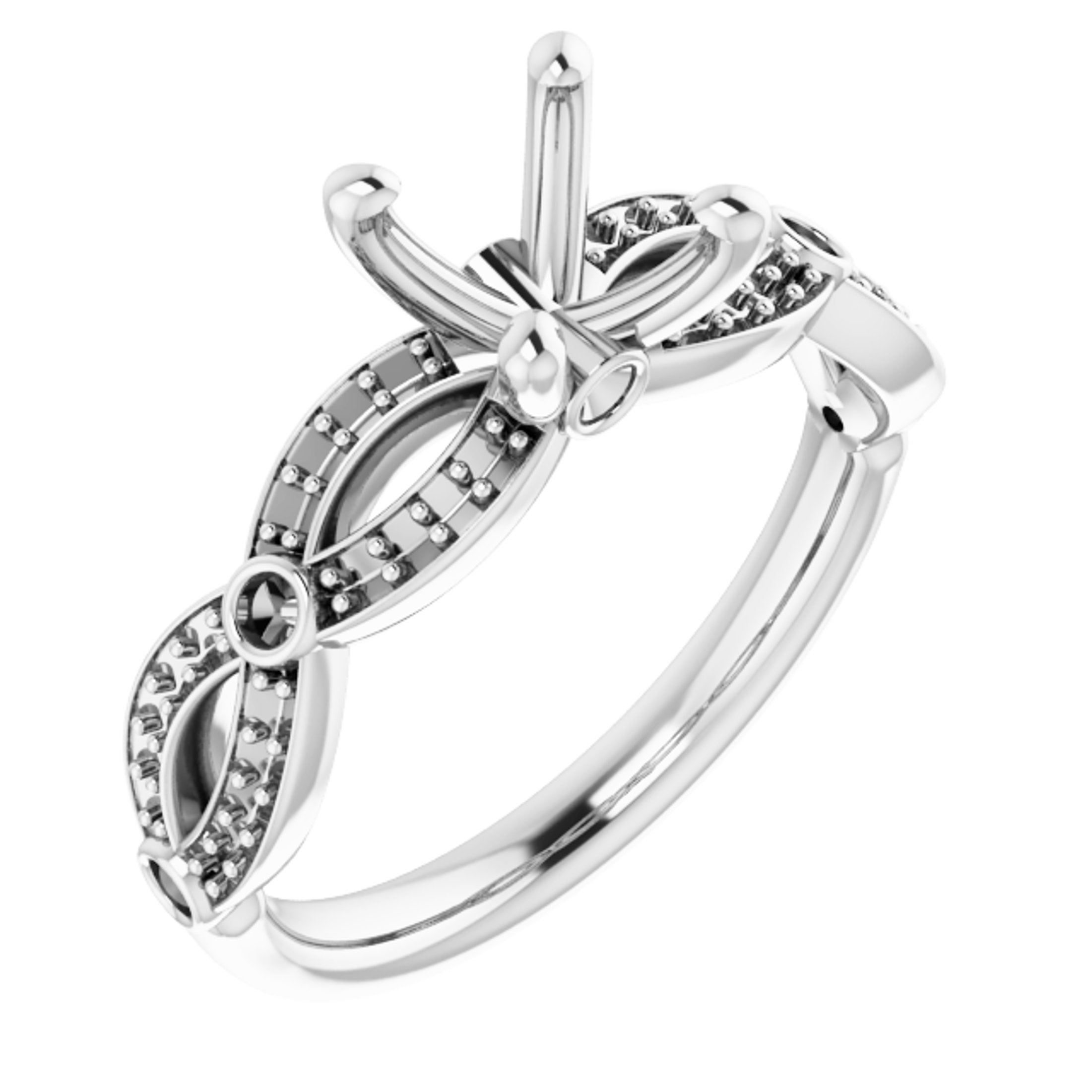 14k White Gold 6x6mm Cushion Cut Diamond Semi-Mount Bridal Wedding ...