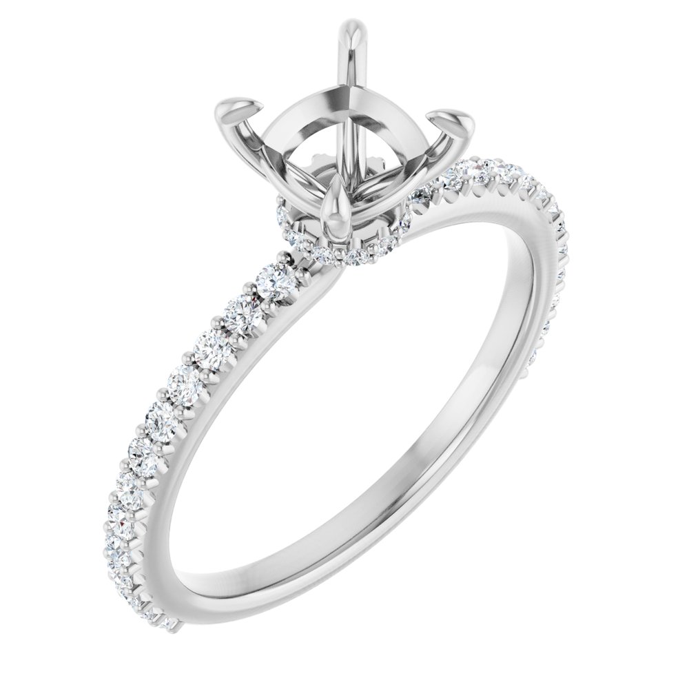 14k White Gold 6x6mm Cushion Cut Diamond Semi-Mount Bridal Wedding ...
