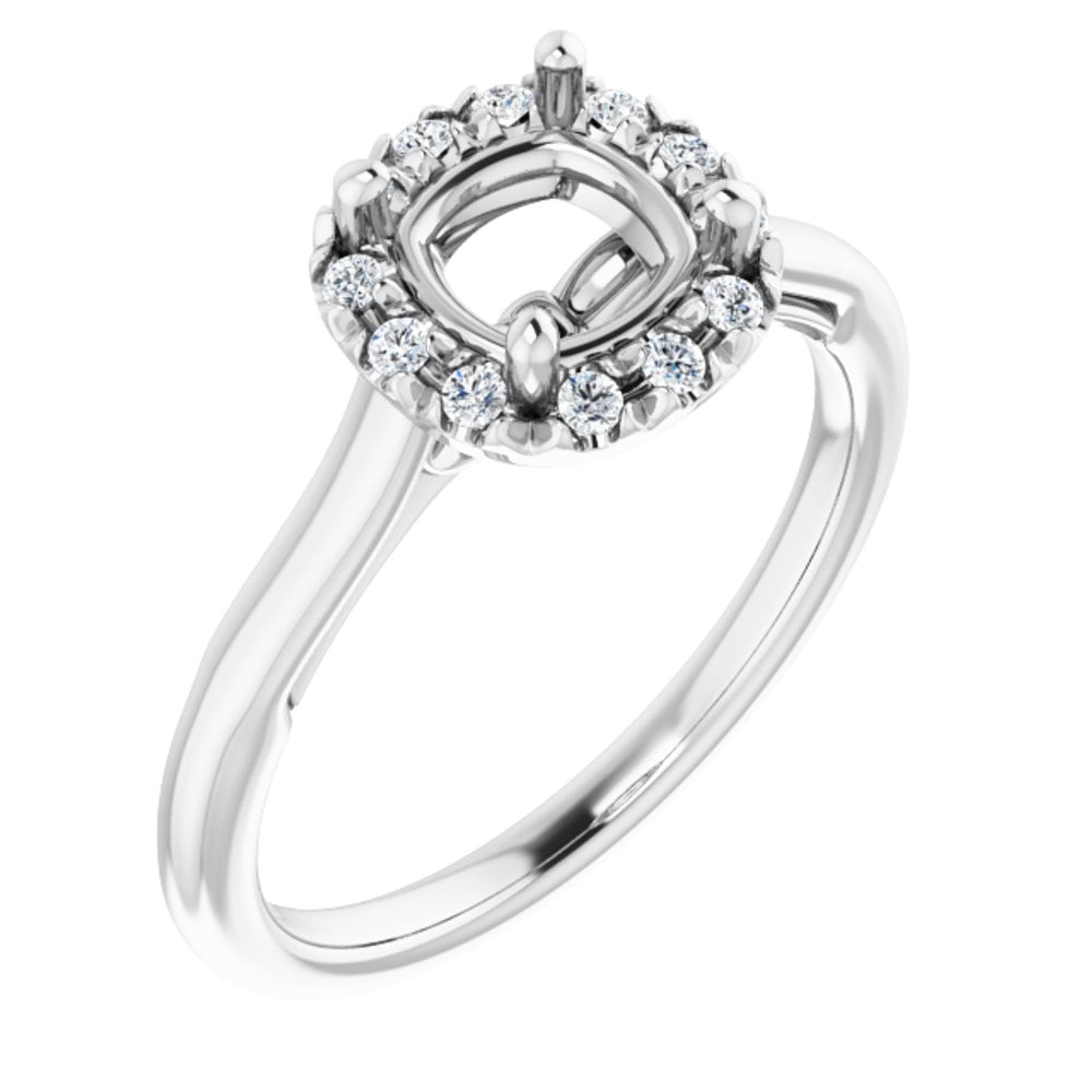 14k White Gold 6x6mm Cushion Cut Diamond Semi-Mount Bridal Wedding ...