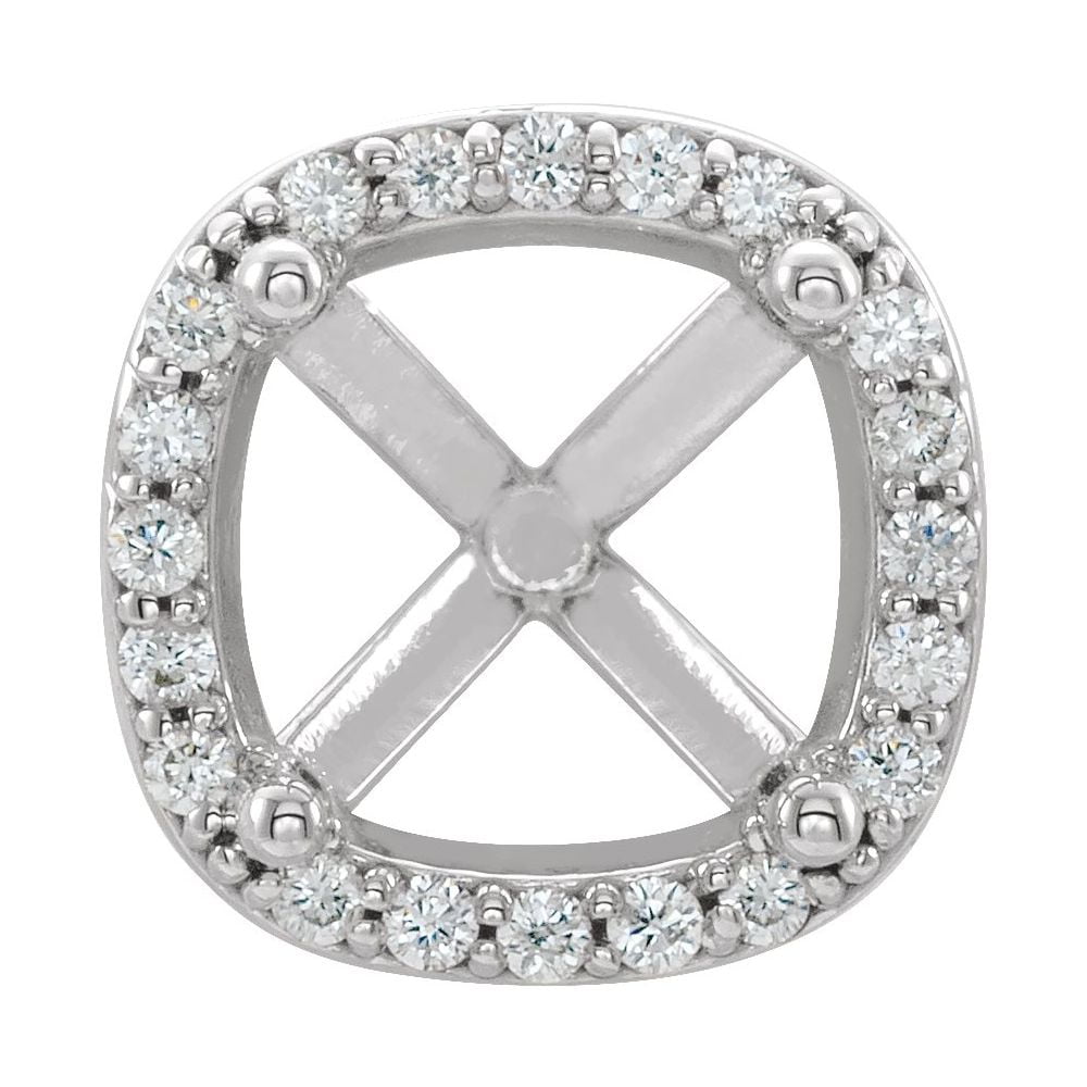 14k White Gold 6x6mm Cushion Cut Diamond Semi-Set Basket-Set Earring ...