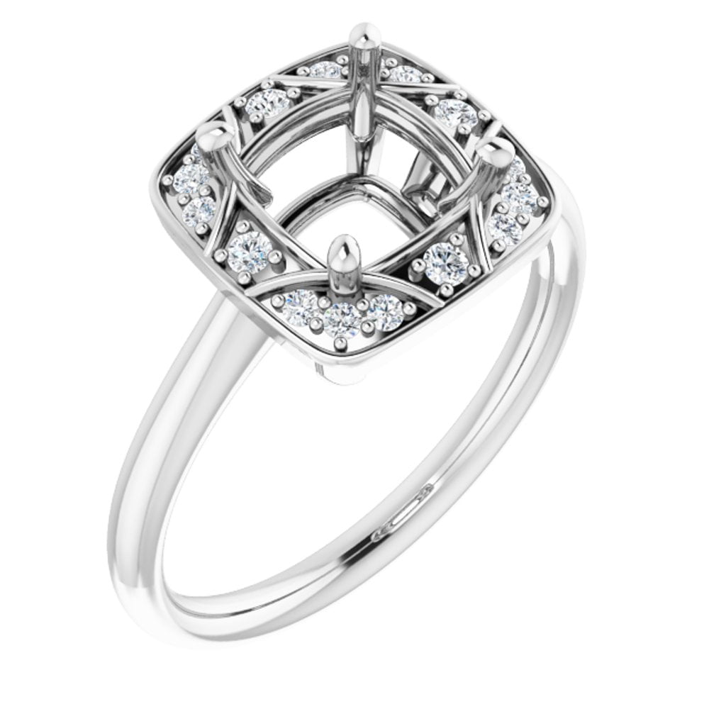14k White Gold 6x6mm Square Shape Diamond Semi-Mount Bridal Wedding ...