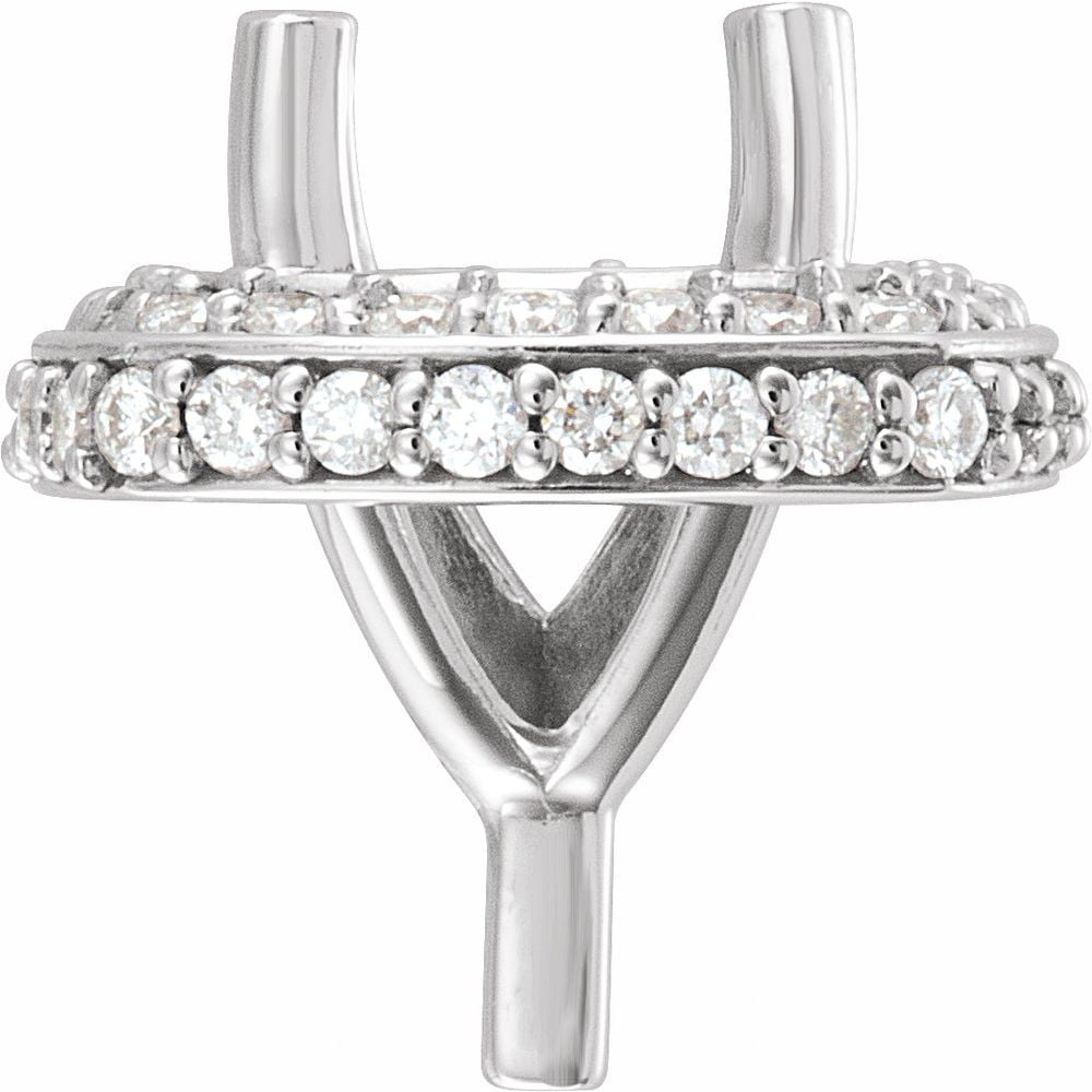 14k White Gold 7.5mm Cushion Cut Diamond Semi-Set Peg Setting Finding ...