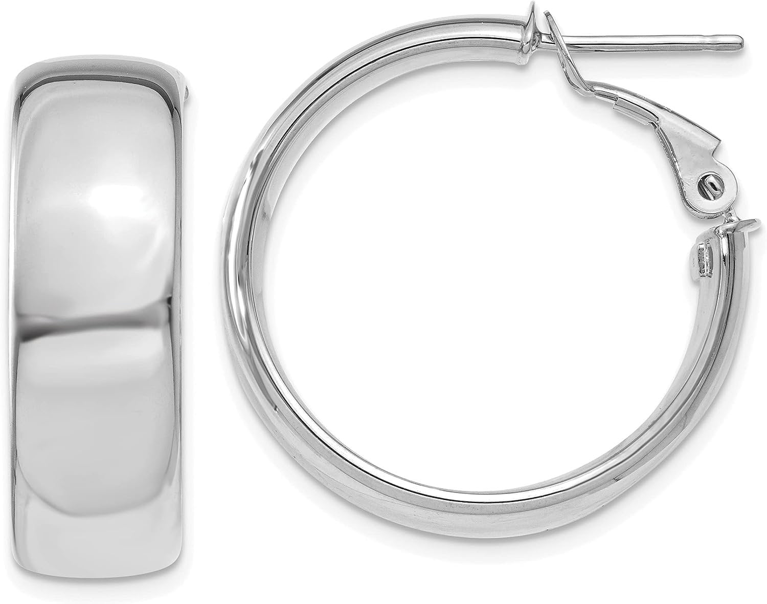 14k White Gold 7.75mm Omega Back Hoop Earrings - 24mm - Walmart.com