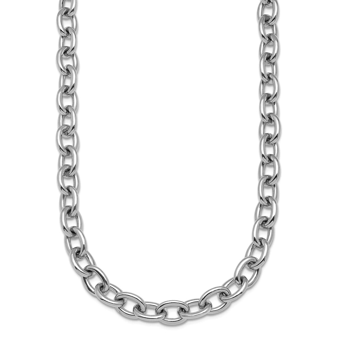 14k White Gold 7.7mm Solid Oval Link Chain Necklace 20 Inch Chain ...