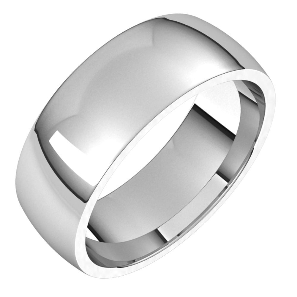 14k White Gold 7mm Half Round Shape Comfort Fit Light Classic Bridal ...