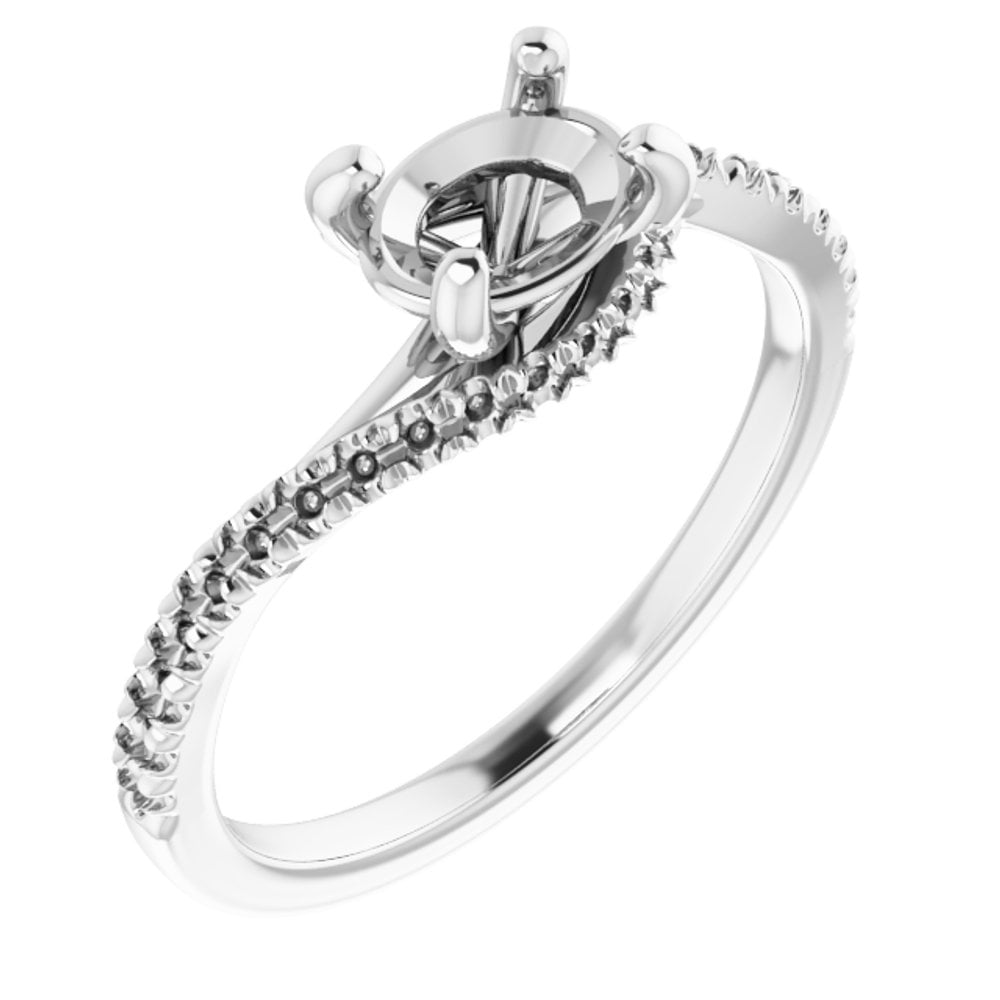 14k White Gold 7x5mm Oval Shape Freeform Bypass Bridal Wedding ...