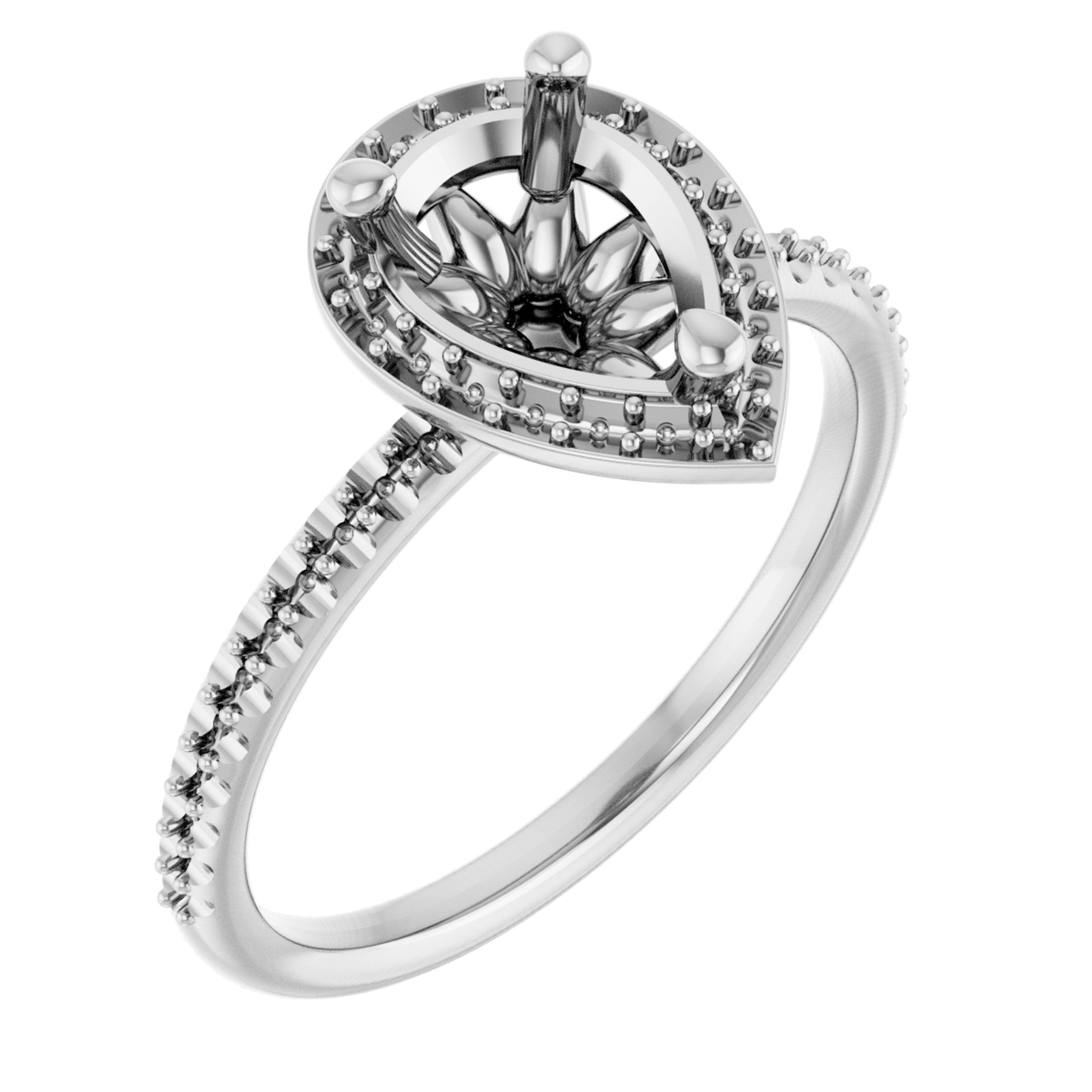 14k White Gold 8x6mm Pear Shape Diamond Semi-Mount Bridal Wedding ...