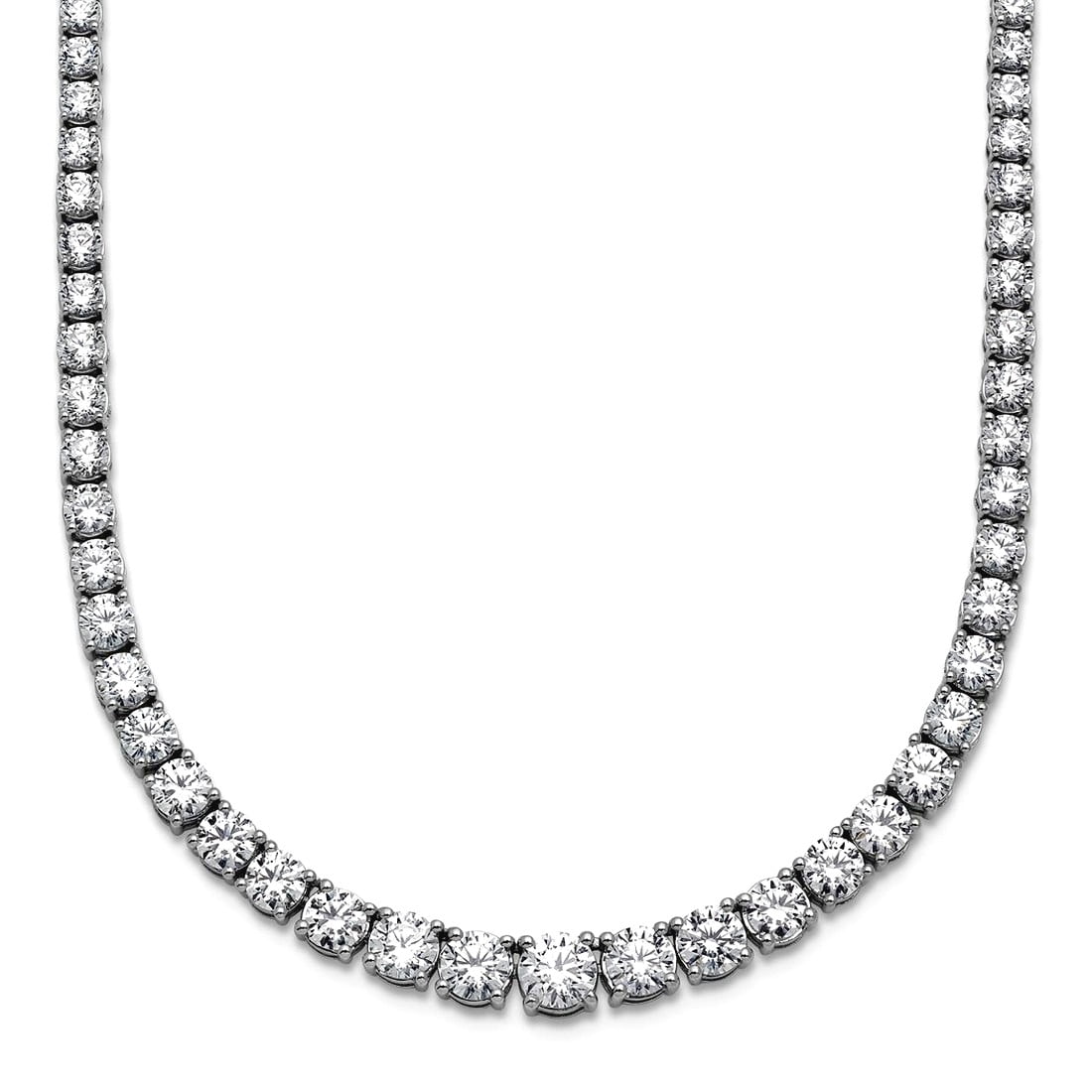 14k White Gold 9 7/8 Ct Lab Grown Diamond VS+ F+ 18 In Graduated Tennis ...