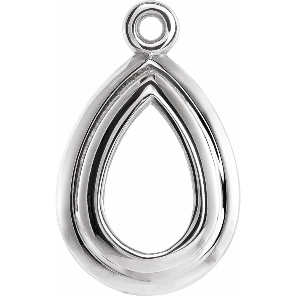 14k White Gold 9x6mm Pear Shape Bezel-Set Dangle Link Finding Component ...
