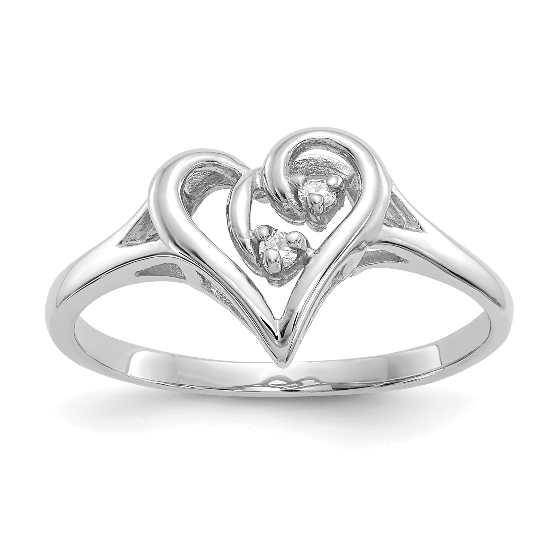 14k White Gold A Diamond heart ring Q-Y1775A - Walmart.com