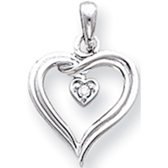 14k White Gold AAA Diamond heart Pendant / Charm - Walmart.com