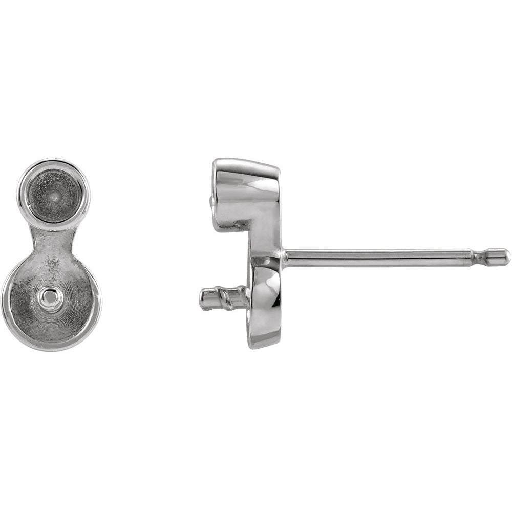 14k White Gold Accented Earring Mounting for 5-5.5mm Pearls Fine ...