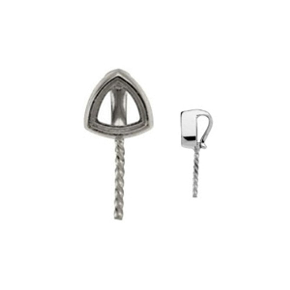 14k White Gold Bezel-Set Cabochon Pendant for 6x6x6mm Trillion Triangle ...