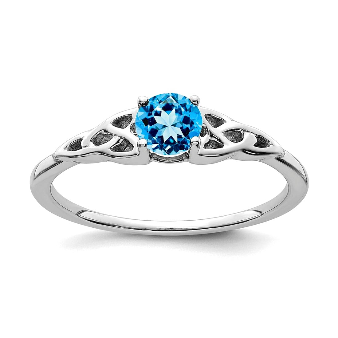 14k White Gold Blue Topaz Celtic Knot Ring Size 7.00 Band Style-Ring ...