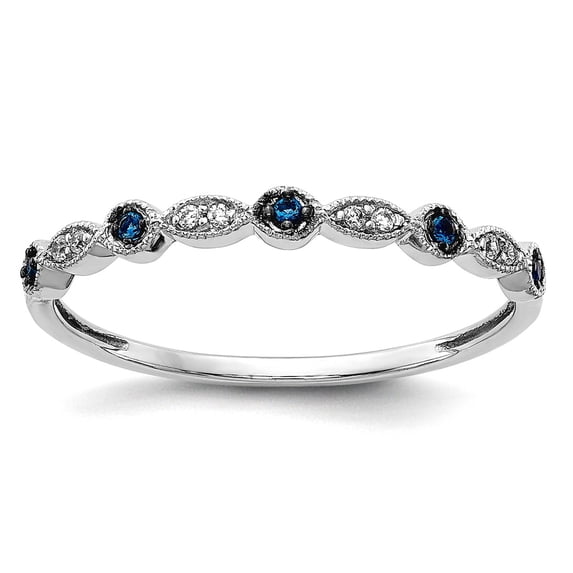 14k White Gold Blue White Diamond Ring Size 6.75 Ring for Women - .06 ...