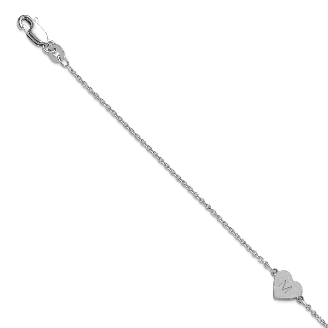 14k White Gold Brushed 1 Station Love Heart Bracelet Link Bracelet for ...