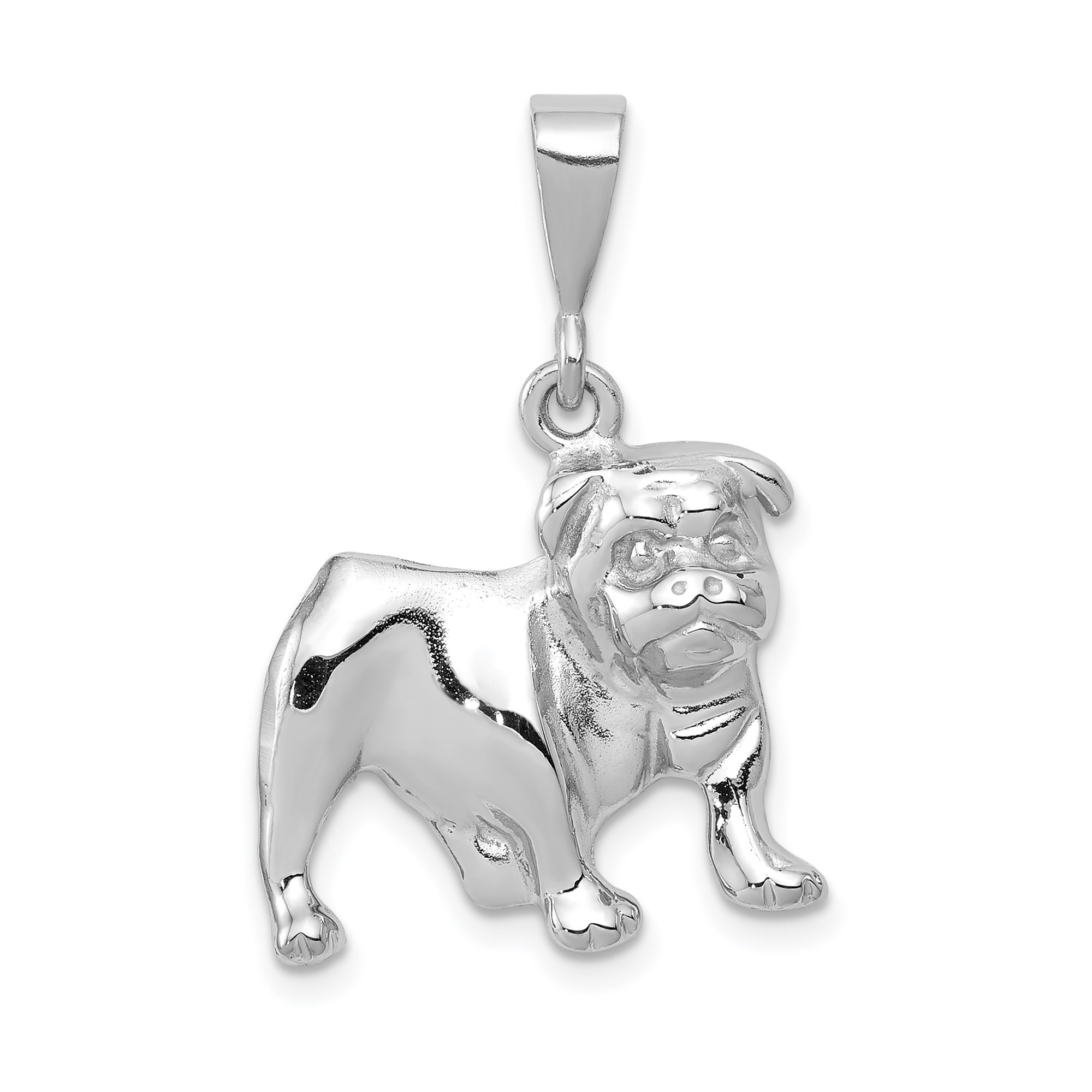 14k White Gold Bulldog Pendant for Women or Unisex, Dog Charm Necklace ...