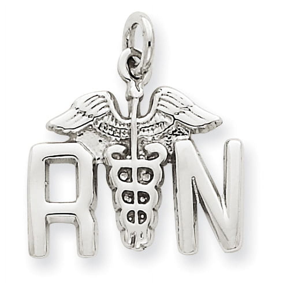 14k White Gold Caduceus Angel Nursing Rn Registered Nurse Charm ...