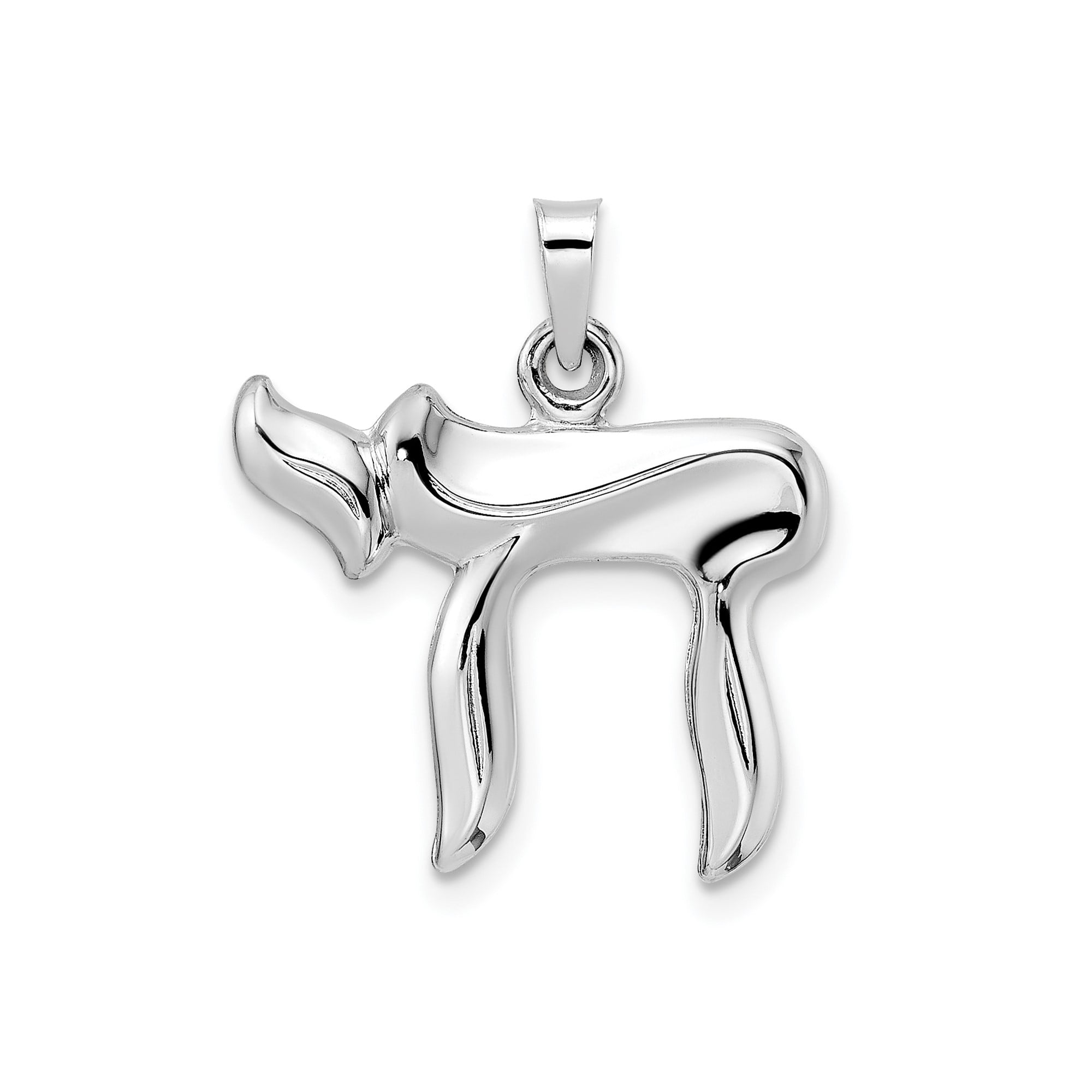 14k White Gold Chai Pendant Necklace with Hebrew Life Symbol, Jewish ...