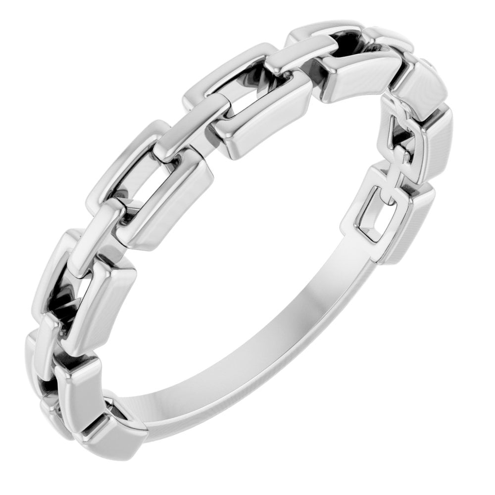 14k White Gold Chain Link Metal Fashion Ring Fine Jewelry For Women ...