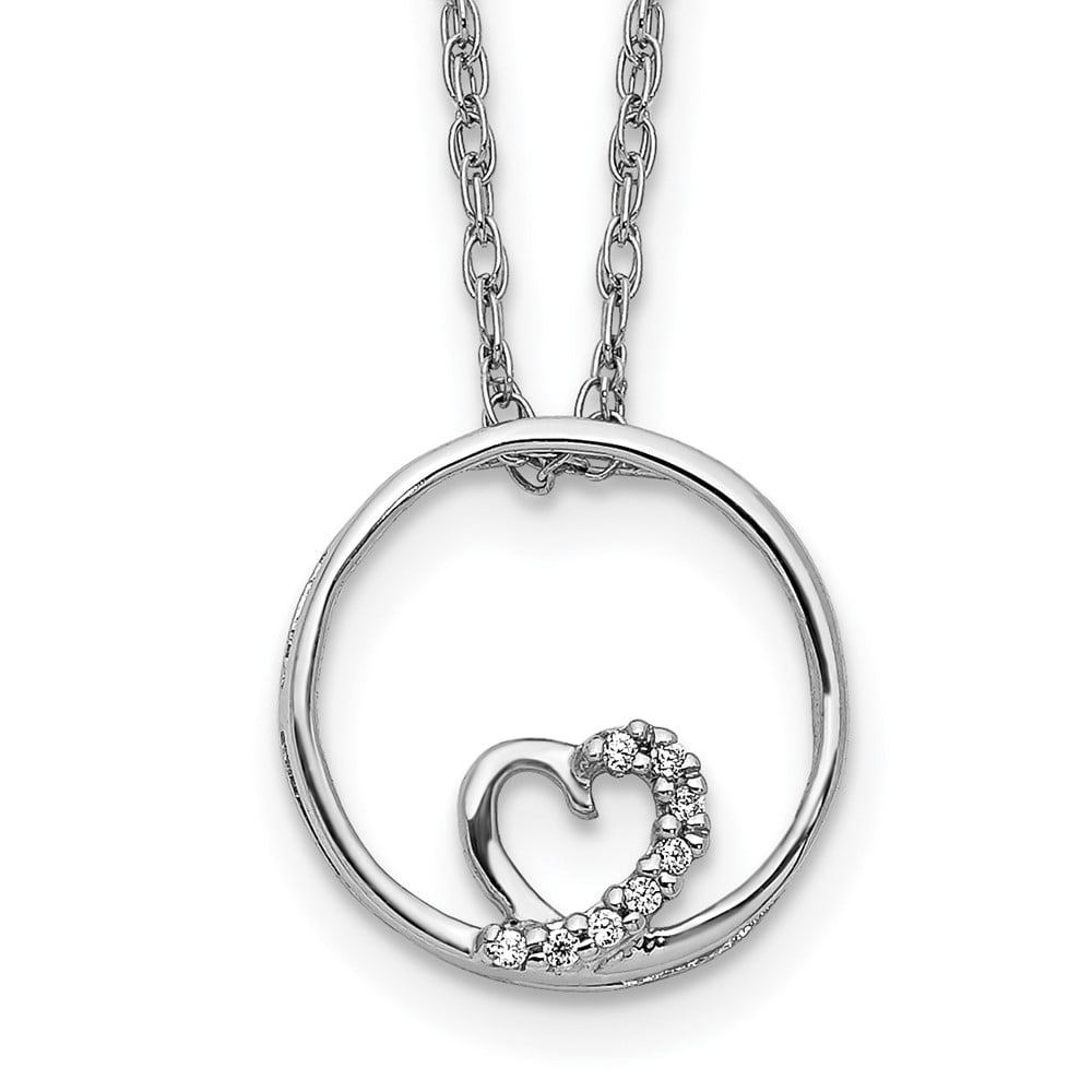 14k White Gold Circle and Heart 18 inch Necklace PM4682 - Walmart.com