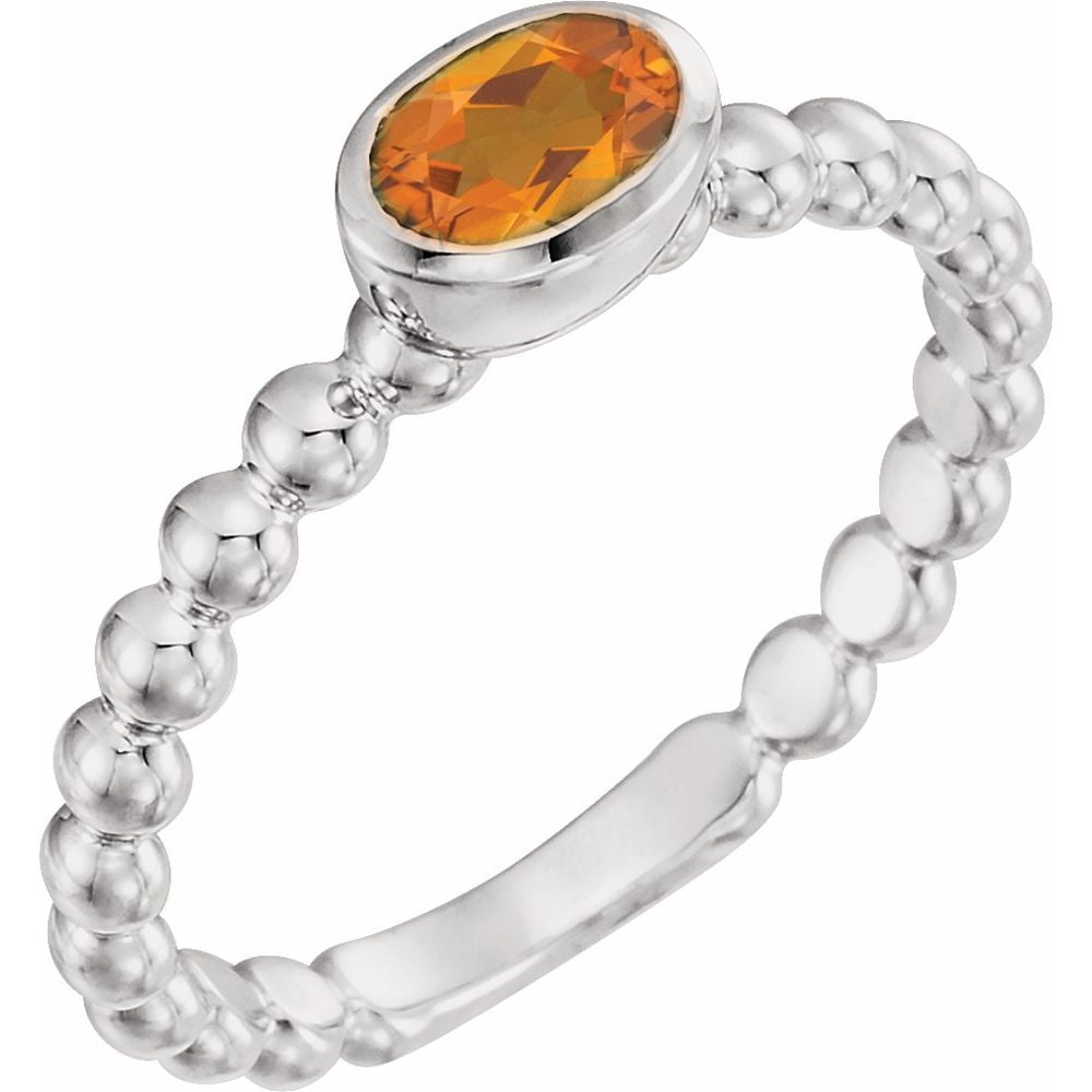 14k White Gold Citrine Stackable Family Fashion Ring Fine Jewelry For ...