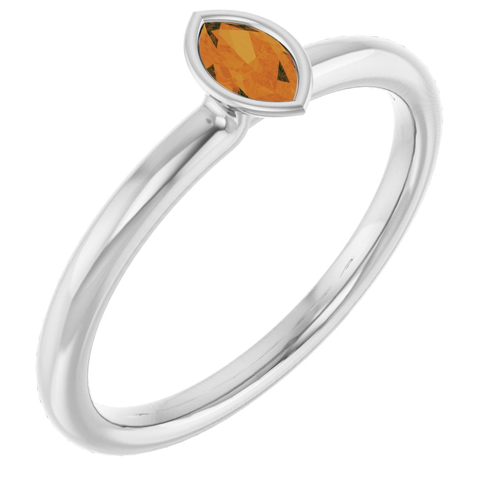 14k White Gold Citrine Stackable Family Fashion Ring Fine Jewelry For ...