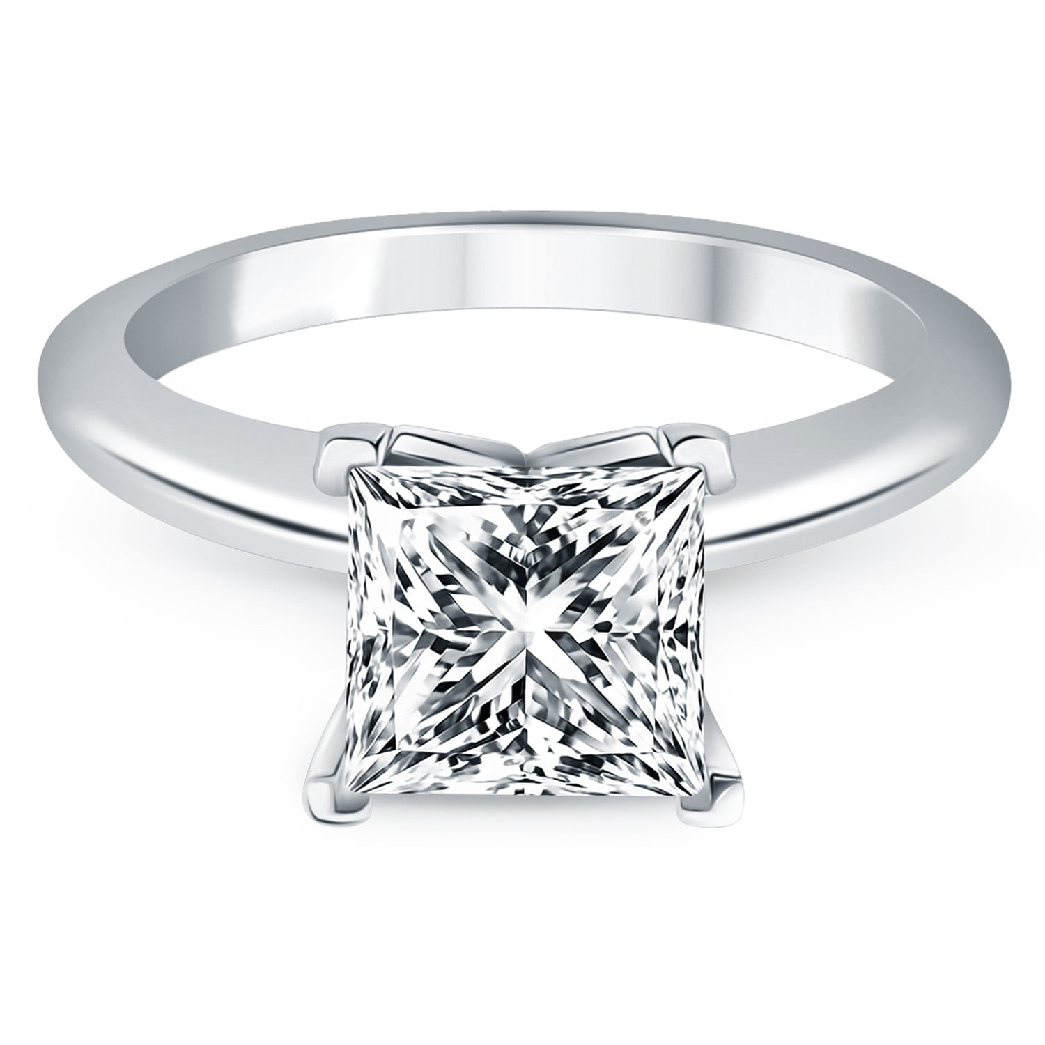 14k White Gold Classic Solitaire Engagement Ring Mounting - Walmart.com
