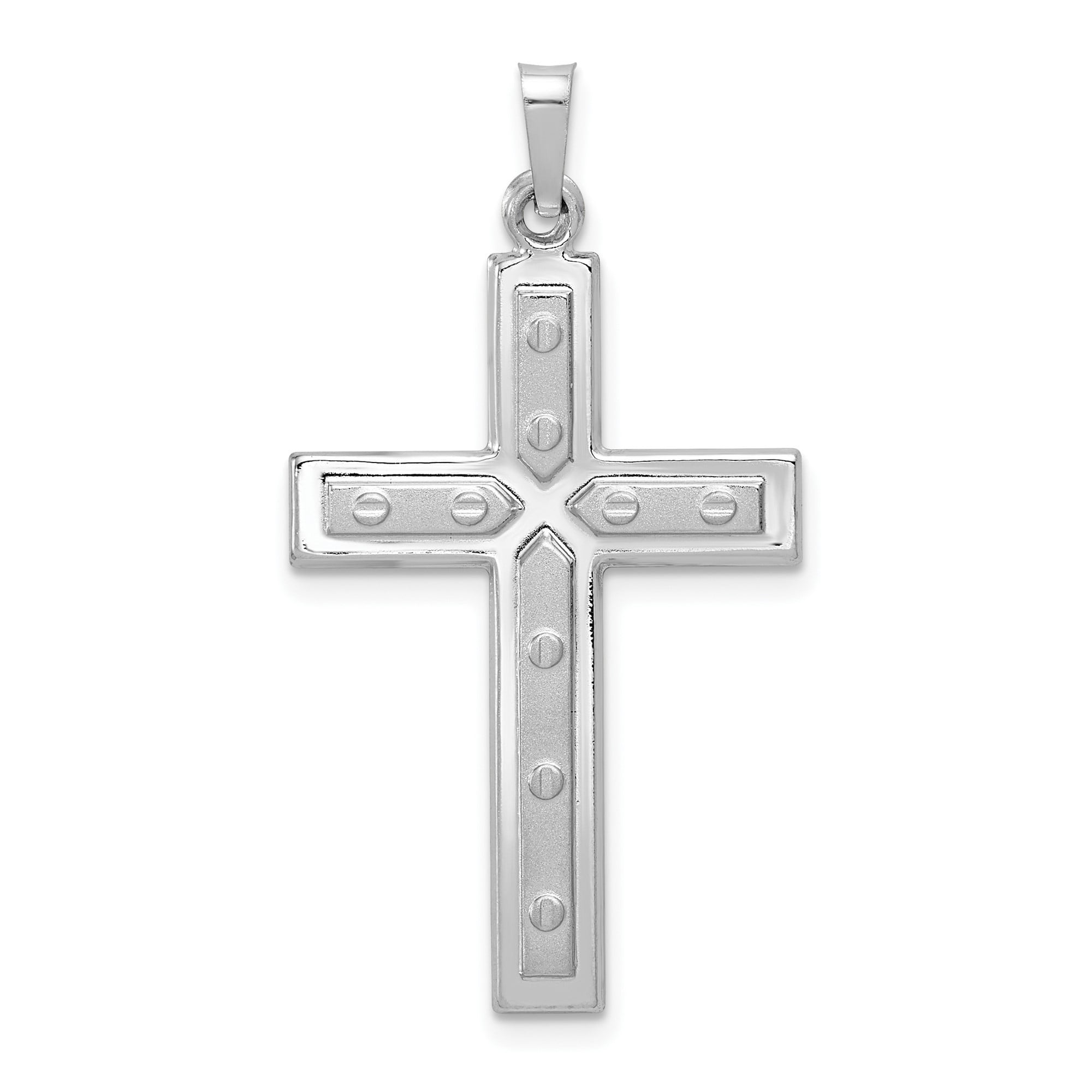 14k White Gold Cross Pendant for Men, Industrial Rivet Design ...
