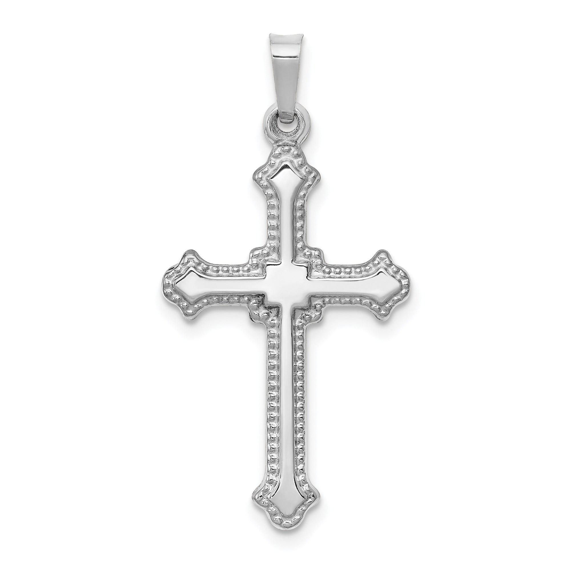 14k White Gold Cross Pendant for Women, Ornate Religious Necklace with ...